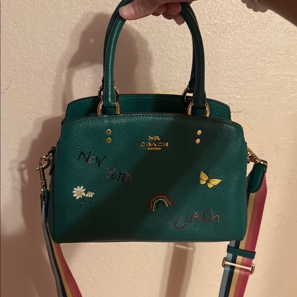 Coach | Bags | Coach Green Satchel With Butterfly Print | Poshmark
